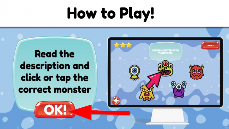 Pick the Correct Monster – Online Math Game for Kindergarten – Numboodles