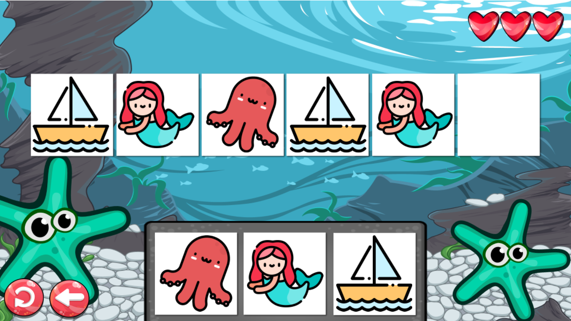 What’s Next? Seaside Pattern Game – Level 2 (ABC) – Numboodles
