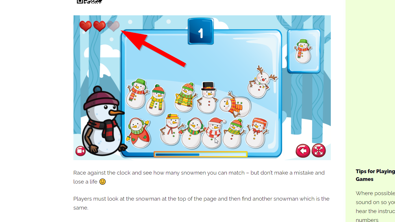 Snowman Match Game – Numboodles