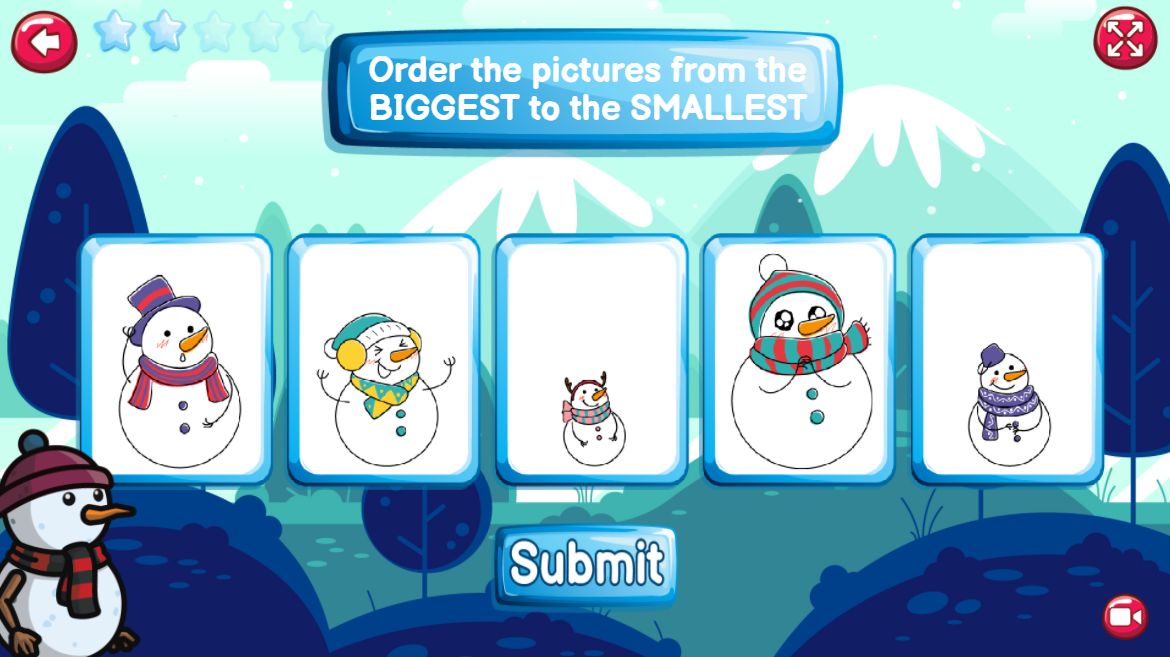 Winter Order by Size Game for Preschoolers – Ordering Game – Numboodles