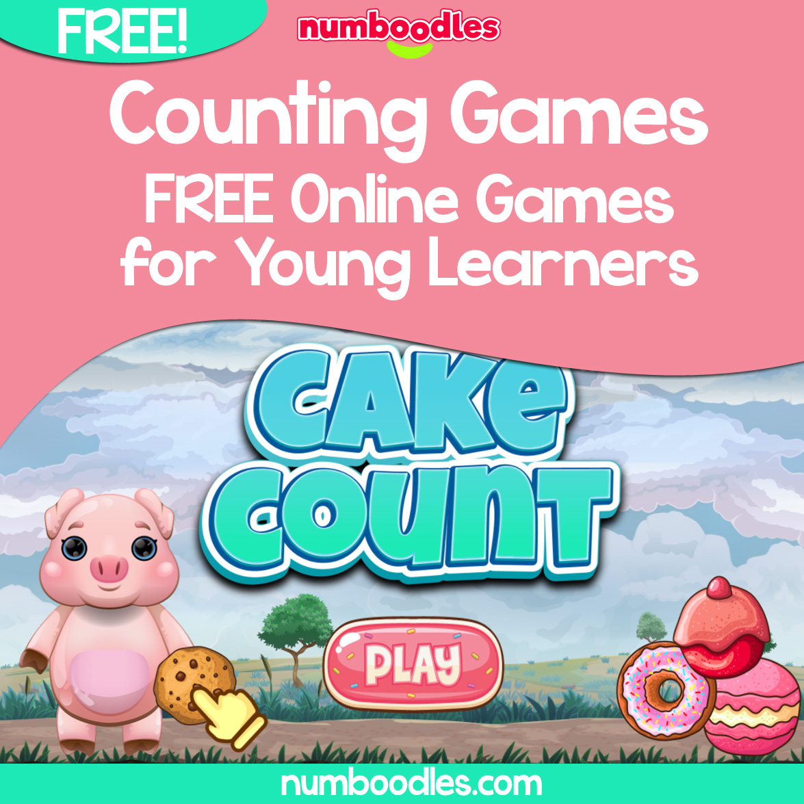 Piggy Cake Count 1 to 10 – Counting Game for Preschoolers – Numboodles