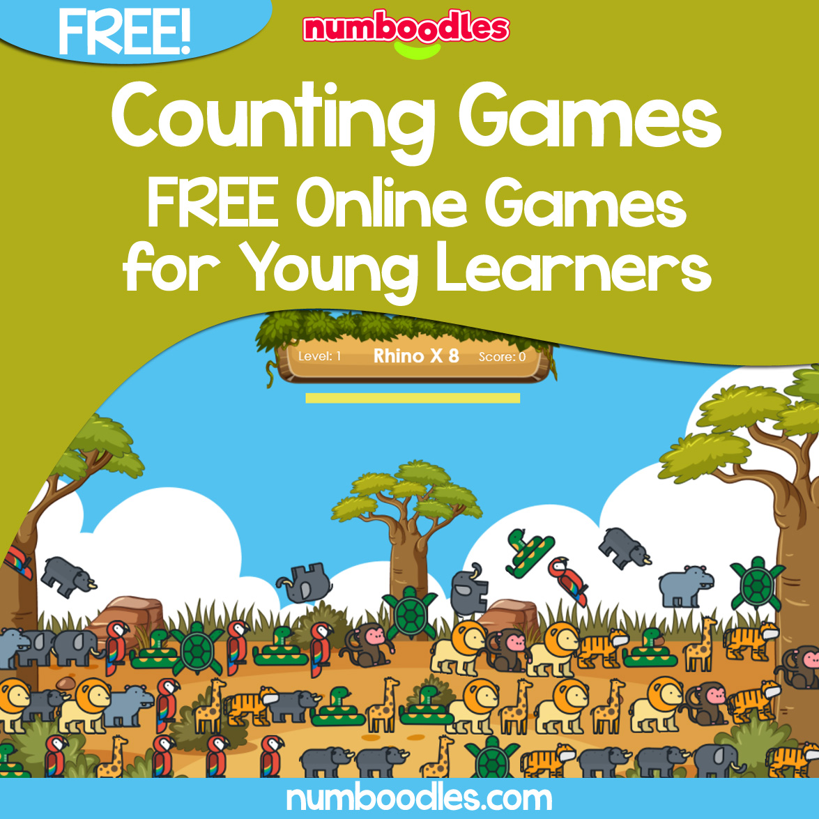 Jungle Animal Count 1 to 20 – Numboodles