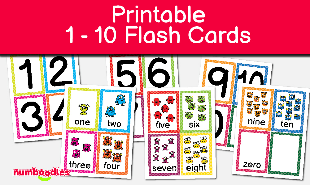 Numeracy Flash Cards – Numbers 1 – 10 (Color) - Numboodles